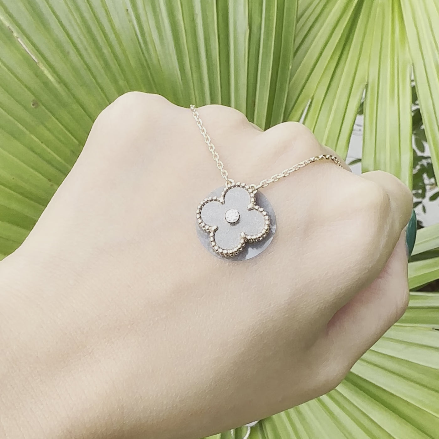 VAN CLEEF & ARPELS 2023 Silver Obsidian Vintage Alhambra Diamond Holiday Pendant Necklace ...