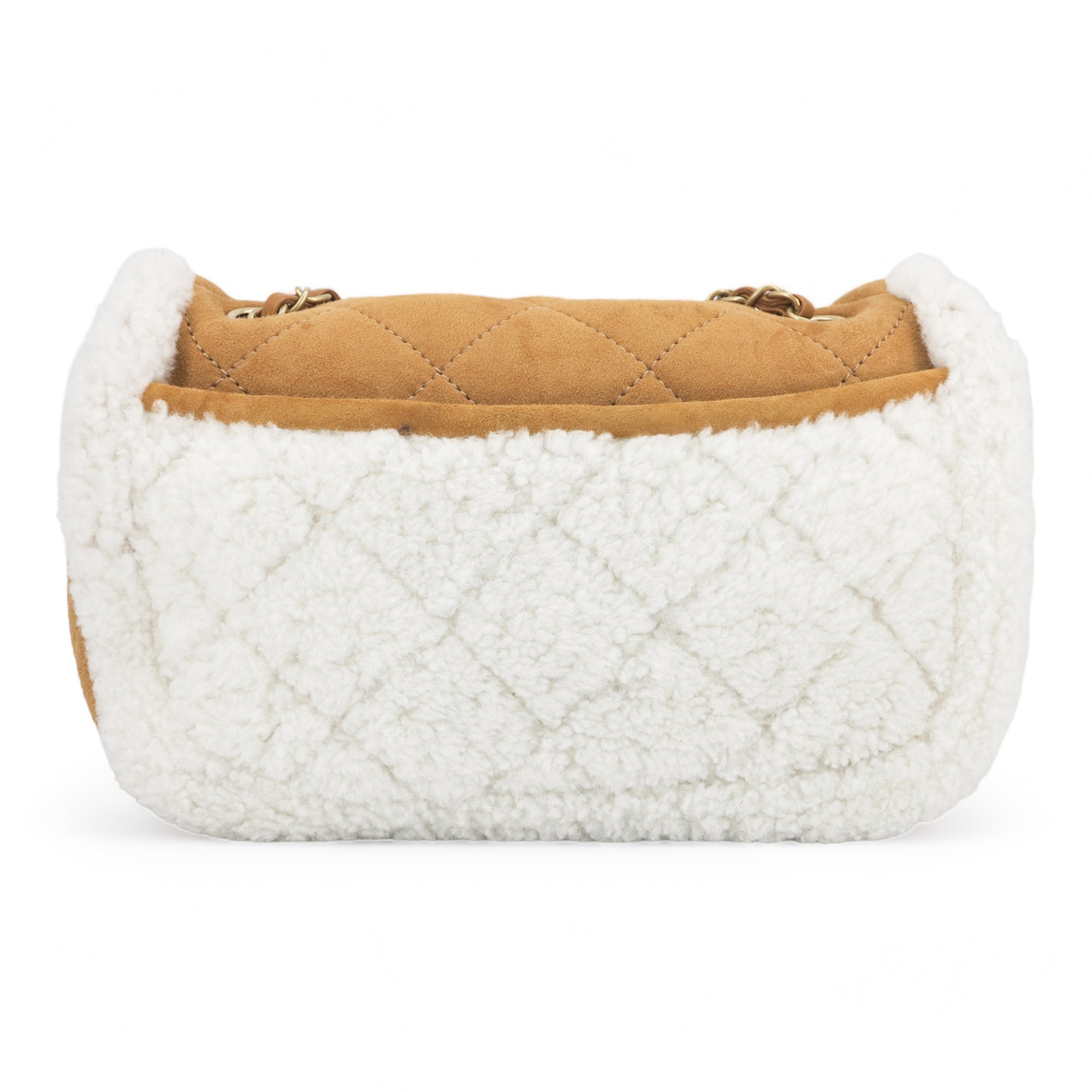 CHANEL Coco Neige Shearling Camel Suede Medium Flap Bag | Dearluxe
