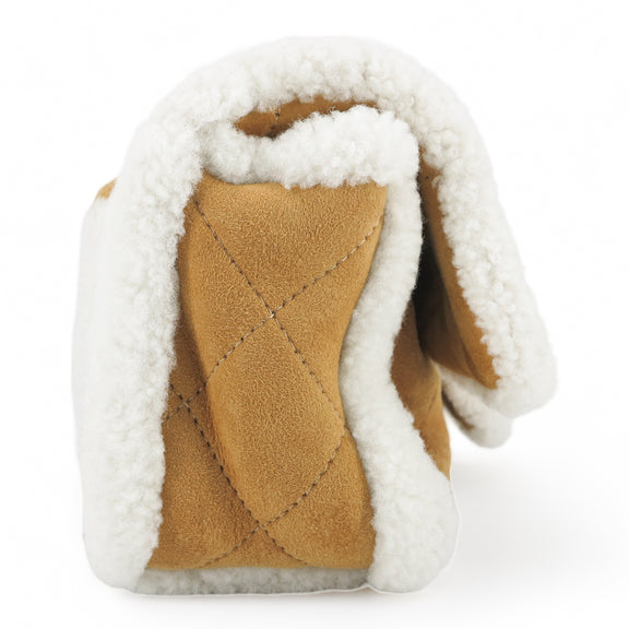 CHANEL Coco Neige Shearling Camel Suede Medium Flap Bag | Dearluxe