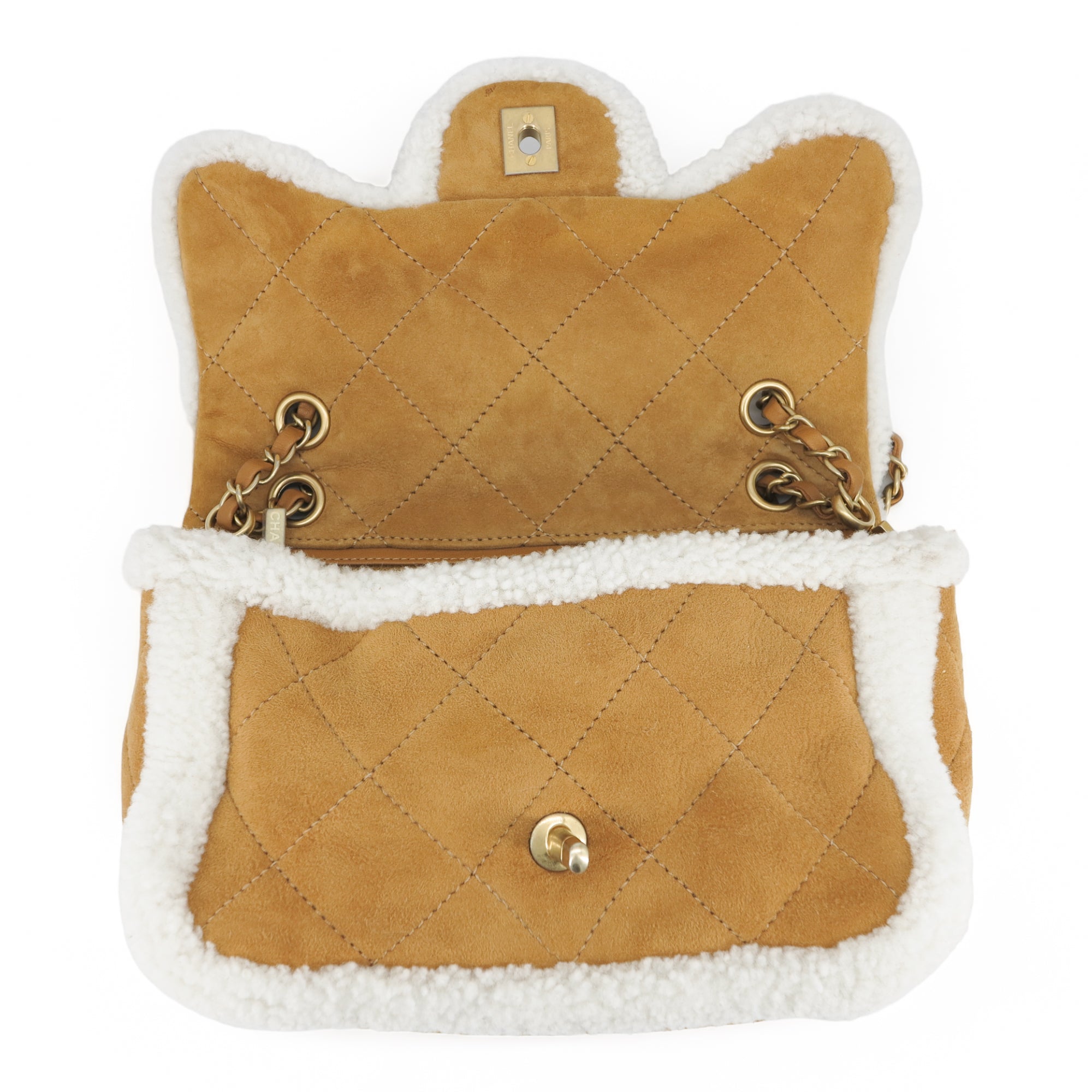 CHANEL Coco Neige Shearling Camel Suede Medium Flap Bag | Dearluxe
