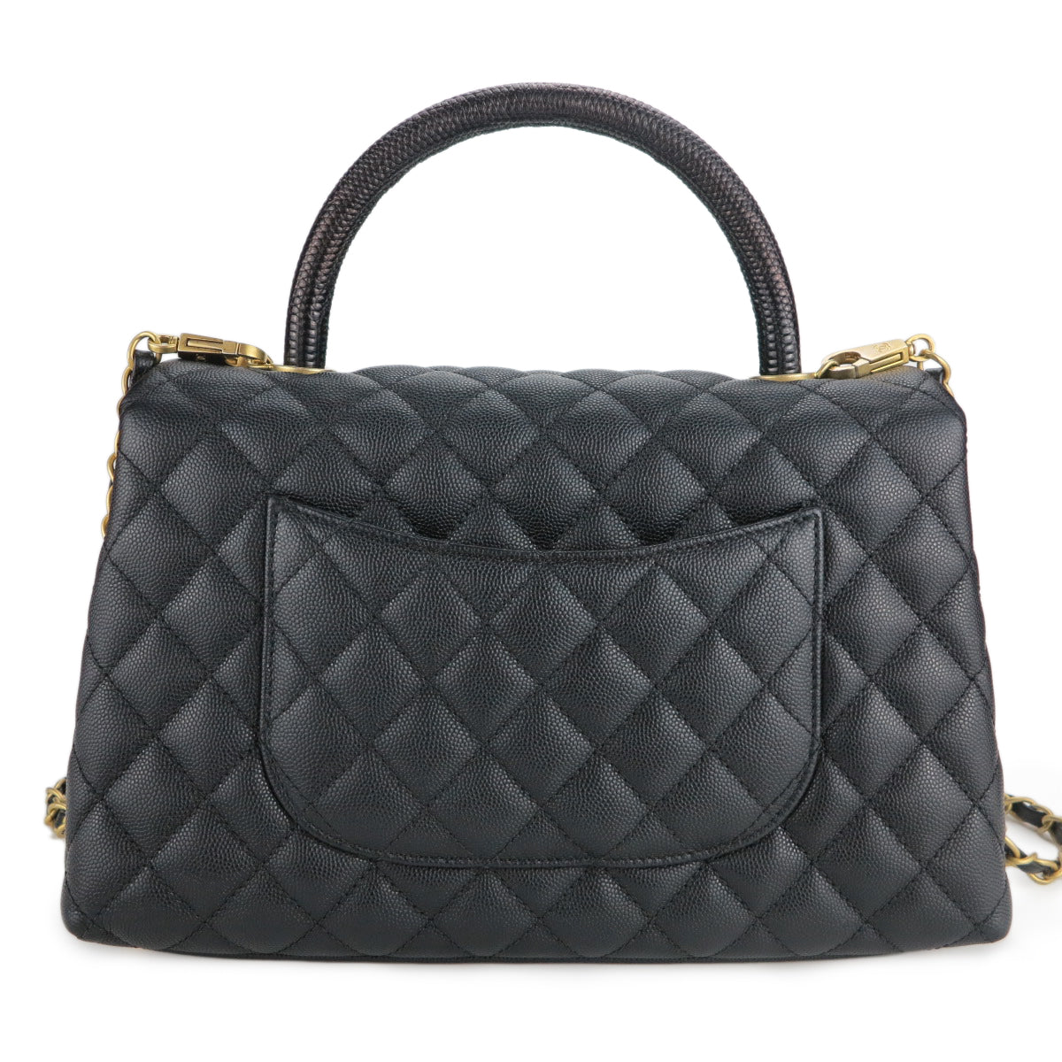 CHANEL Small Coco Handle Bag with Lizard Handle in Black Caviar – Dearluxe