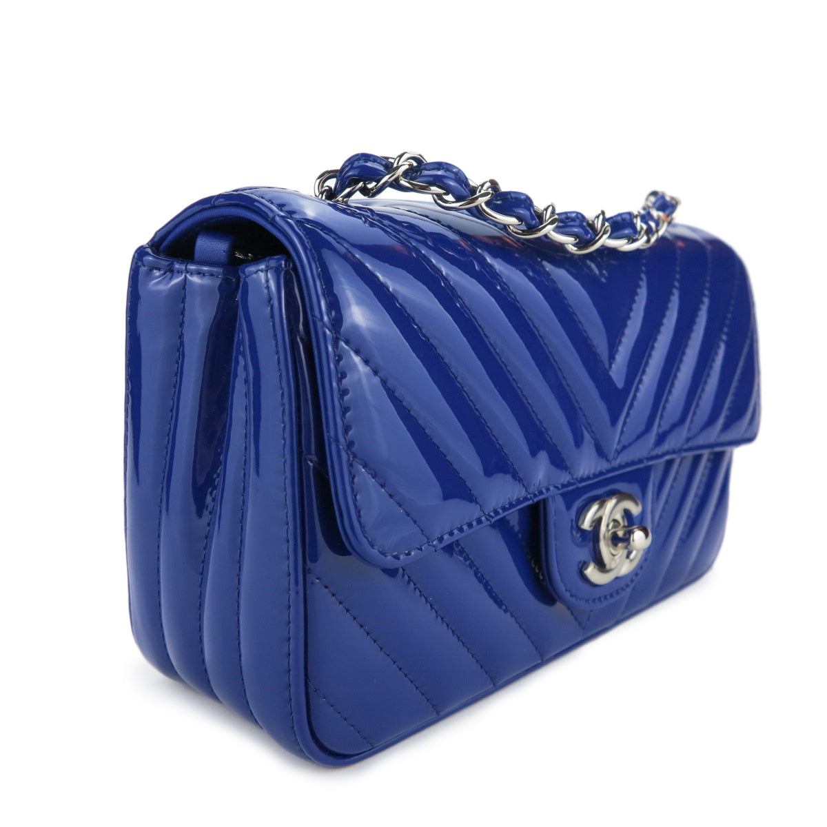 CHANEL Mini Rectangular Flap Bag in Cobalt Blue Patent | Dearluxe