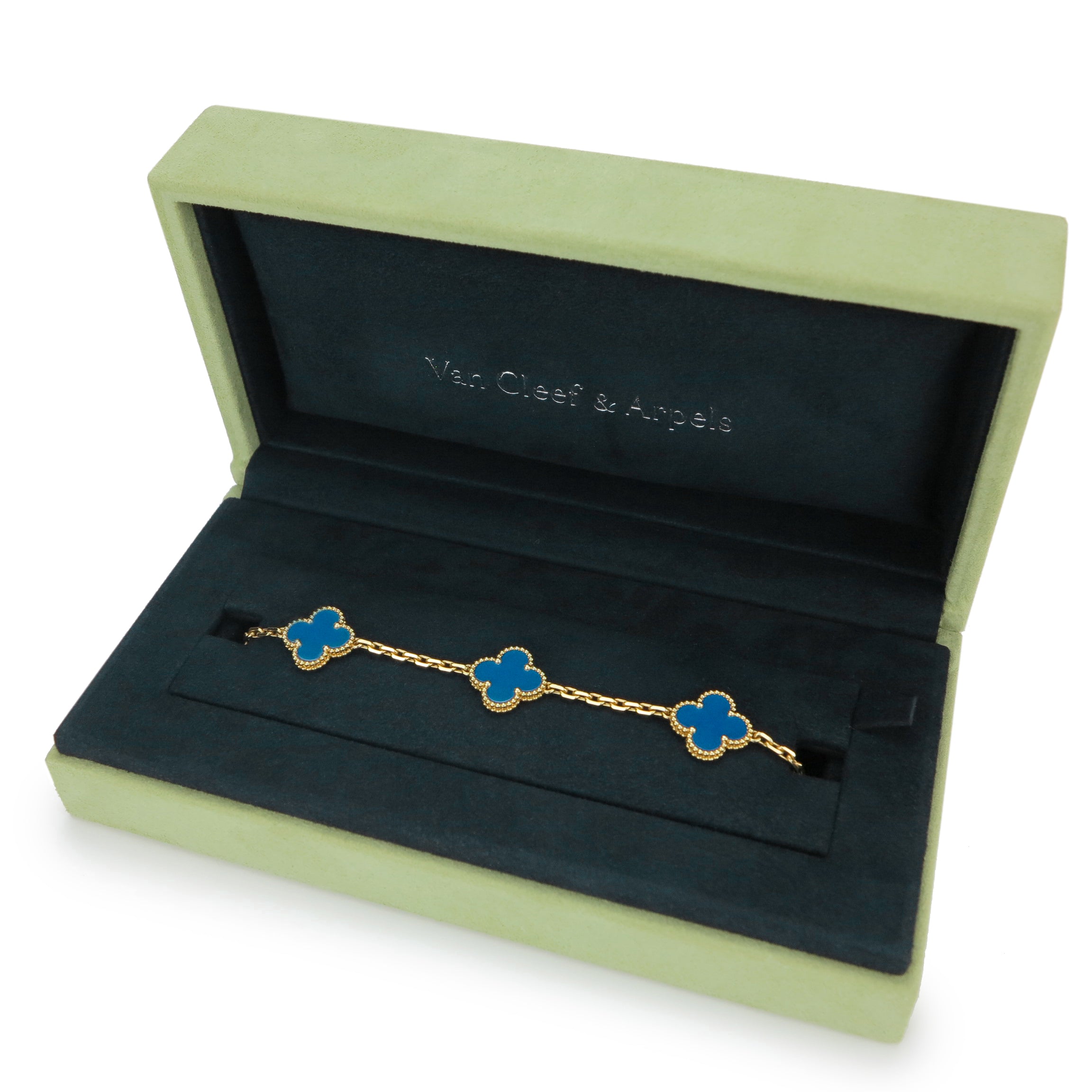 VAN CLEEF & ARPELS Vintage Alhambra Bracelet, Blue Agate 5 Motifs ...